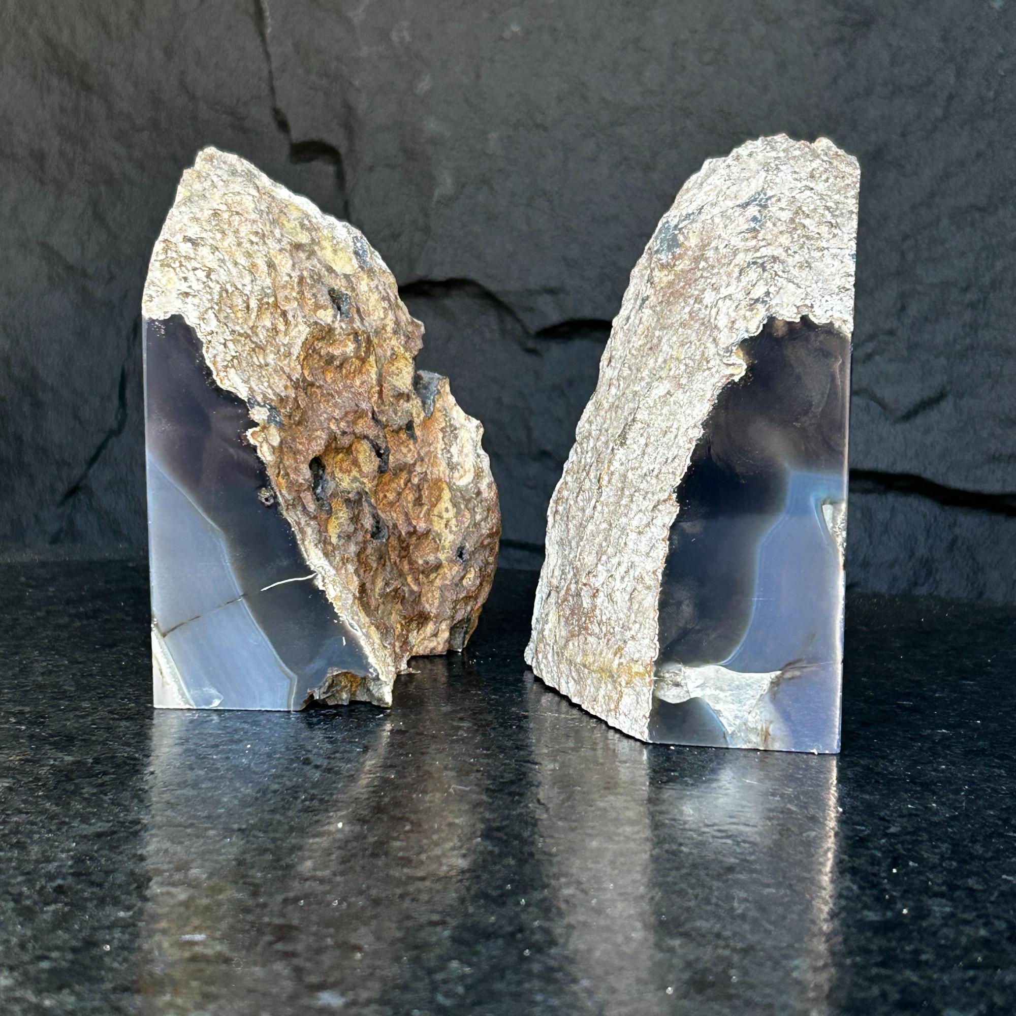 Natural Agate Amethyst Bookends | Extra Large Geode Decor