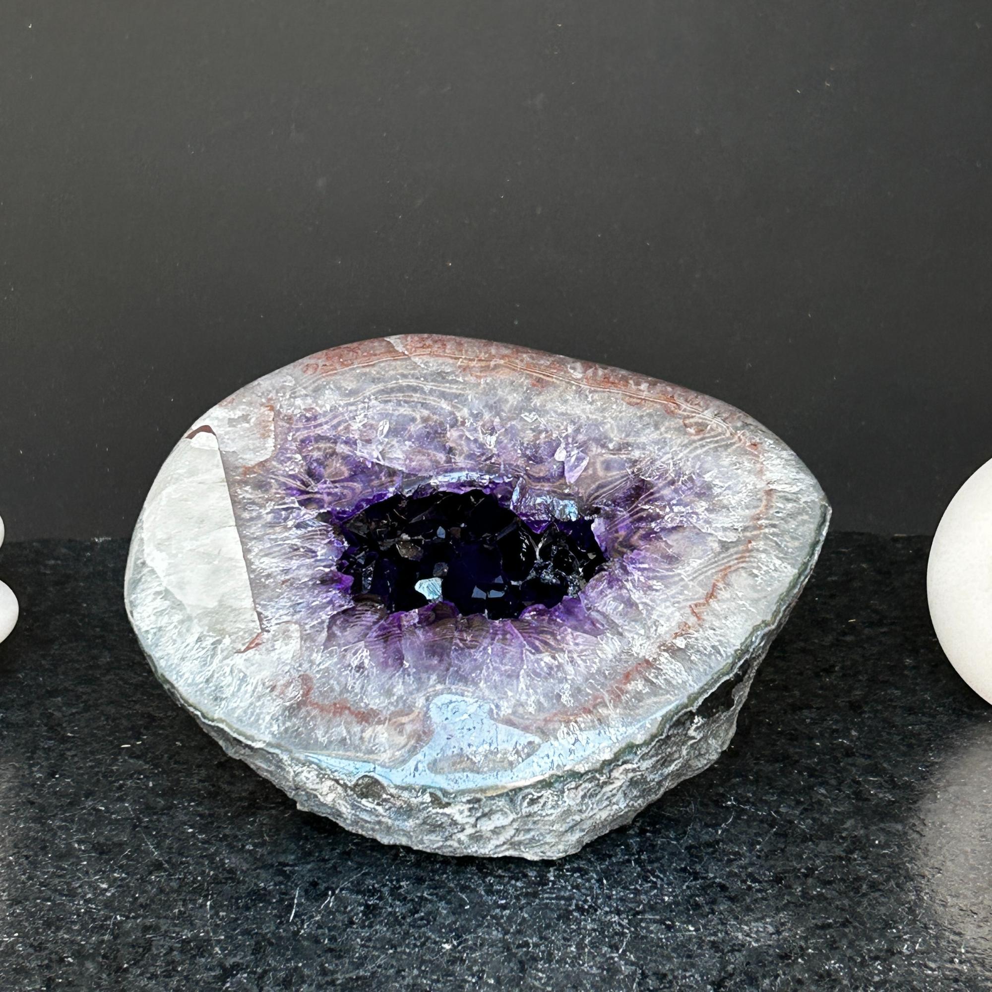 Uruguayan Amethyst Geode with Agate, Red Jasper & Calcite